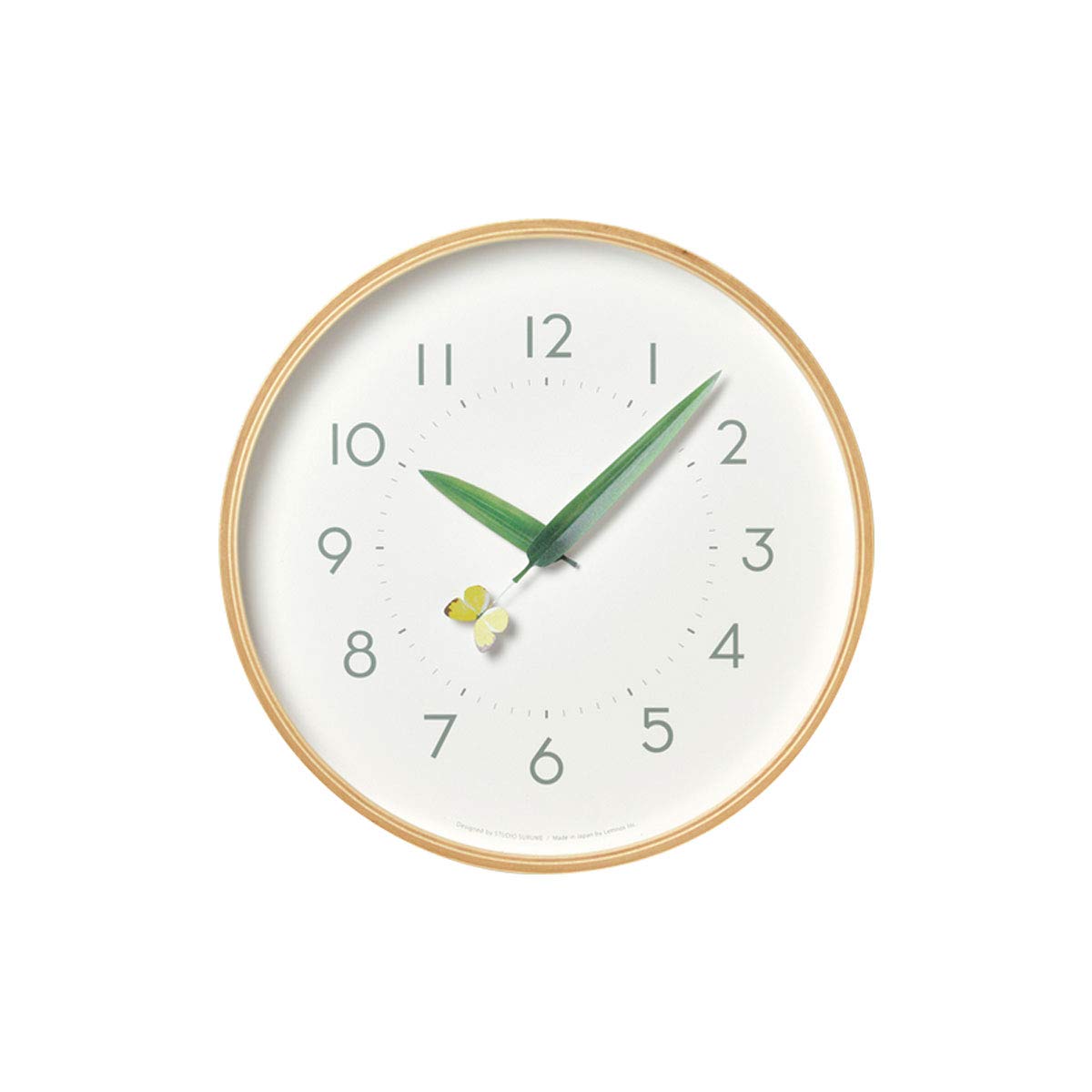 Lemnos Clock Leaves & Colias erate Wood Frame Glass made in Japan ‎SUR ...